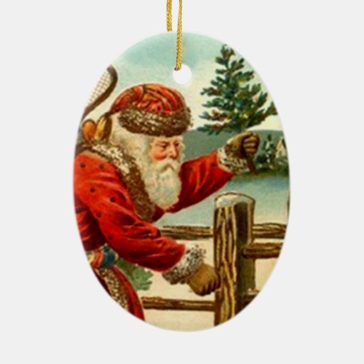 Ornaments Vintage Santa Claus Snowshoes Christmas | Zazzle
