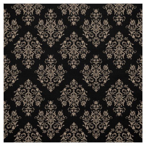Ornate Baroque black Damask pattern fabric | Zazzle