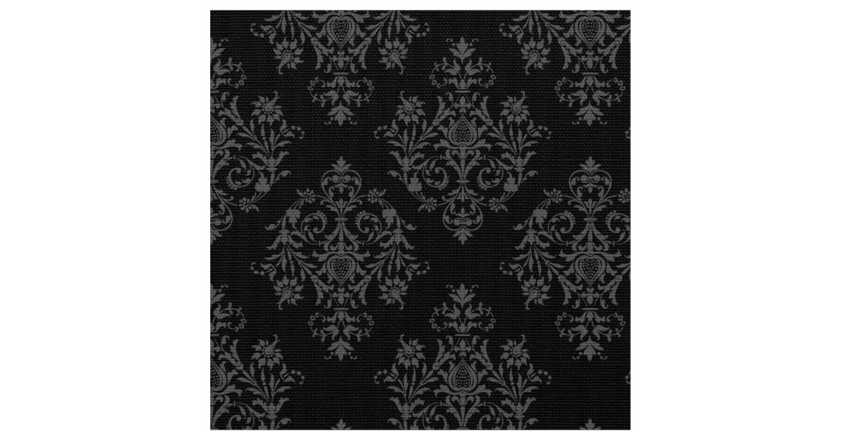 Ornate Baroque black Damask pattern fabric | Zazzle