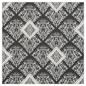 Black and White Damask Fabric | Zazzle.com