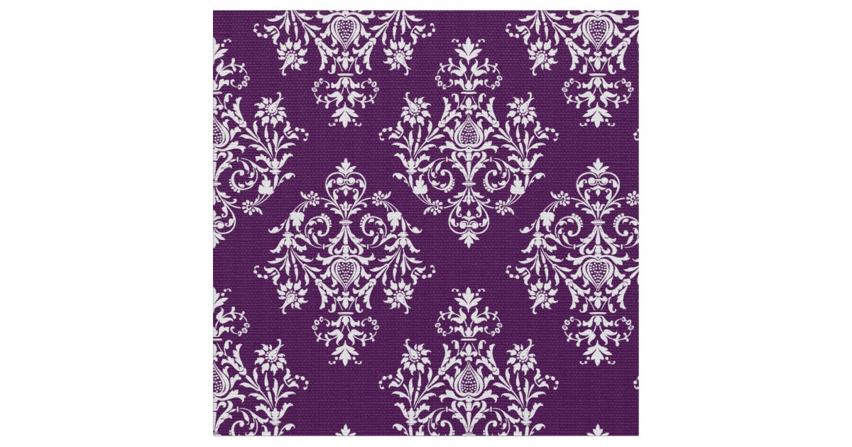 Ornate Baroque white Damask pattern fabric | Zazzle