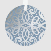 Ornate Blue & Silver Crest Baby's First Christmas Ornament | Zazzle