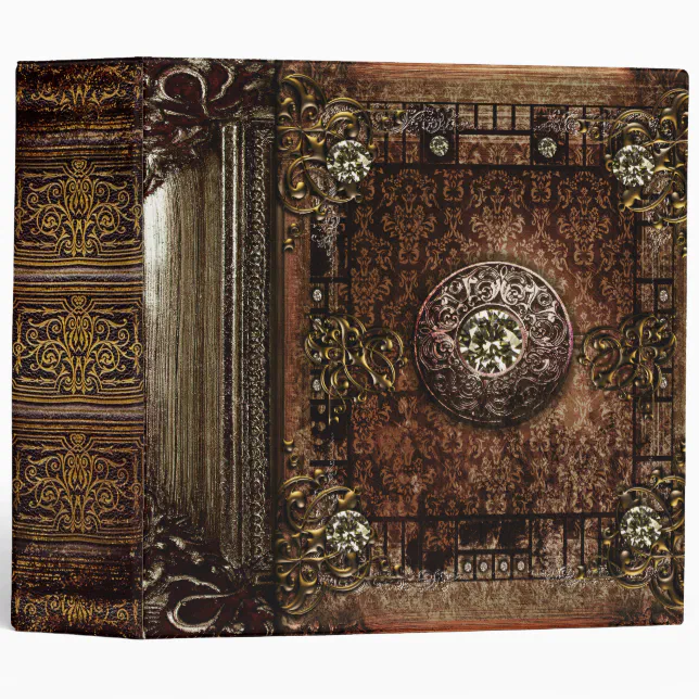 Ornate Brown Faux Leather Medieval Ancient Tome 3 Ring Binder | Zazzle