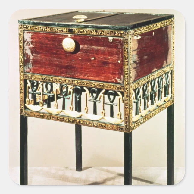 Ornate cabinet from the Treasure of Tutankhamun Square Sticker | Zazzle