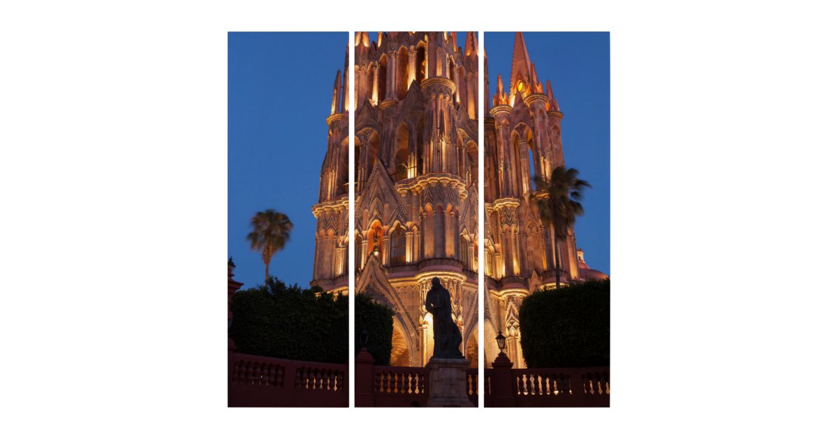 Ornate Cathedral Lit At Night Triptych | Zazzle