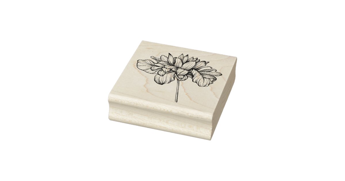 Ornate Chrysanthemum Flower Art Stem Rubber Stamp | Zazzle