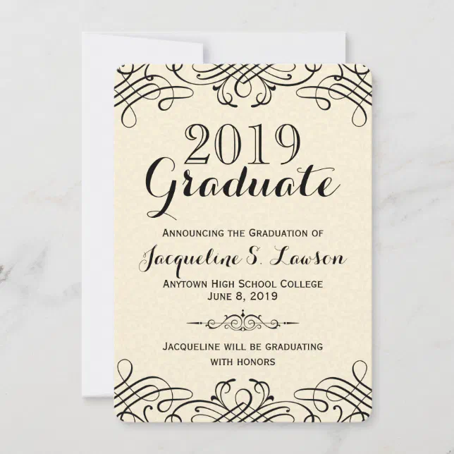 Ornate Classic Formal Graduation Announcement | Zazzle
