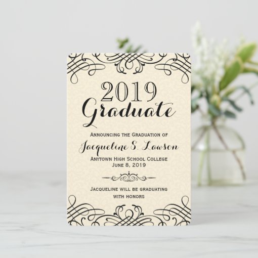 Ornate Classic Formal Graduation Announcement | Zazzle