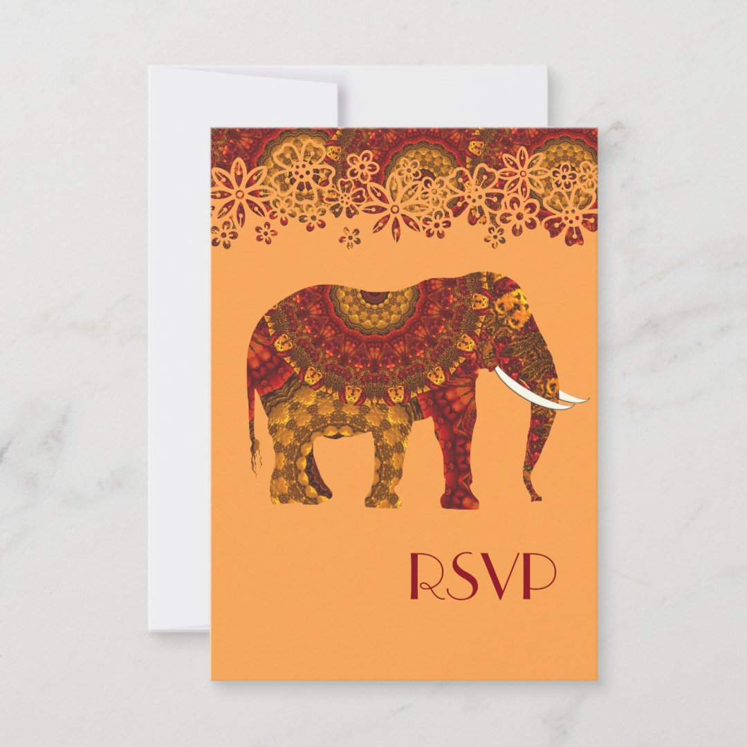Ornate Decorated Indian Elephant Design Invitation | Zazzle
