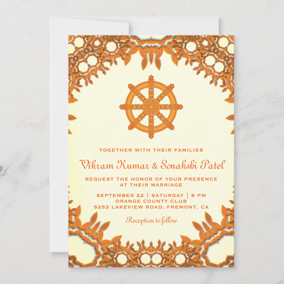 Ornate Dharma Wheel Indian Wedding Invitation | Zazzle
