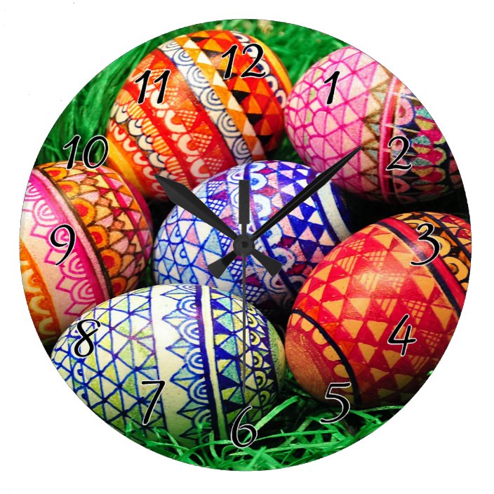 Ornate Easter Eggs Large Clock | Zazzle