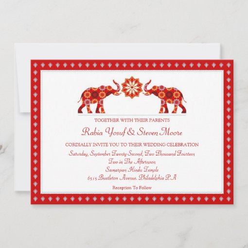 Ornate Elephants Wedding Invitation | Zazzle