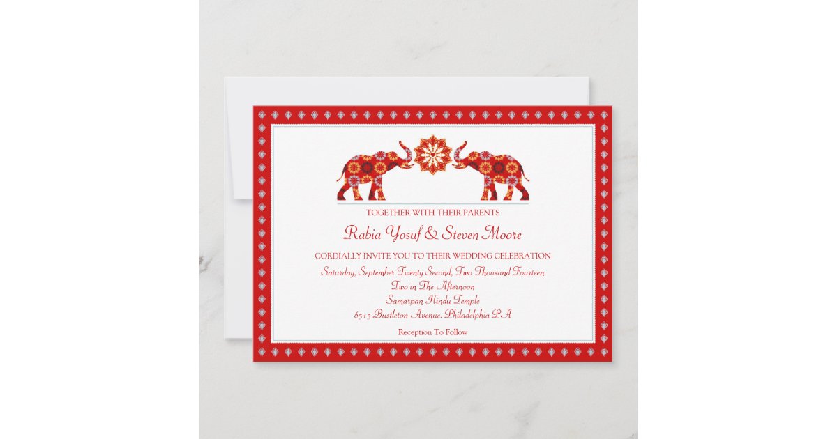 Ornate Elephants Wedding Invitation | Zazzle
