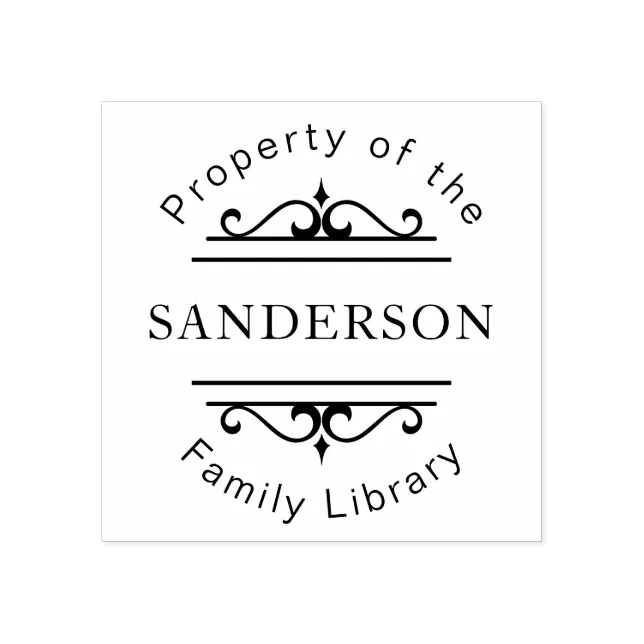 Ornate Family Library Personalized Book Rubber Stamp | Zazzle