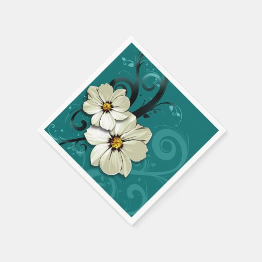 Ornate Floral Flourish | turquoise Paper Napkins | Zazzle
