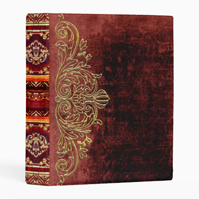 Ornate Gold and Red Ancient Tome Mini Binder | Zazzle