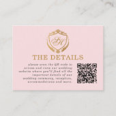 Ornate Gold Crest Tuscany Wedding Details QR Code Enclosure Card | Zazzle