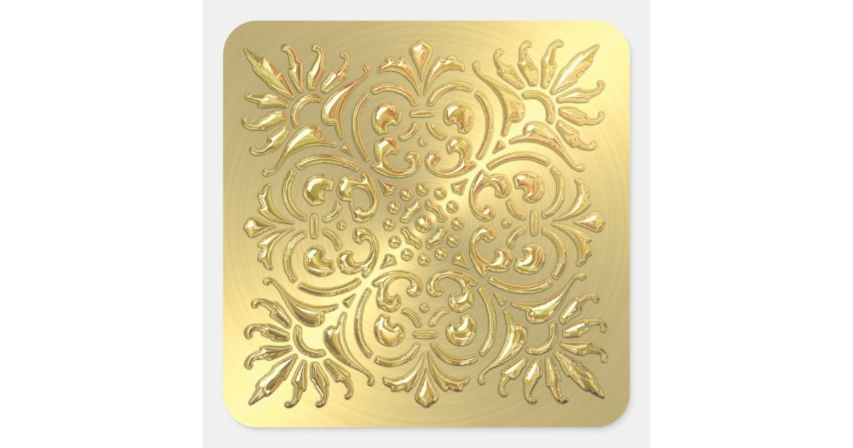 Ornate Gold Embossed Look Sticker | Zazzle