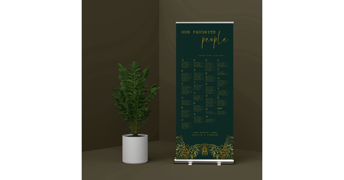 Ornate Gold Frills Welcome Wedding Seating Chart Retractable Banner ...