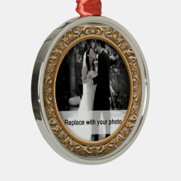 Ornate Gold Photo Frame Christmas Ornament | Zazzle