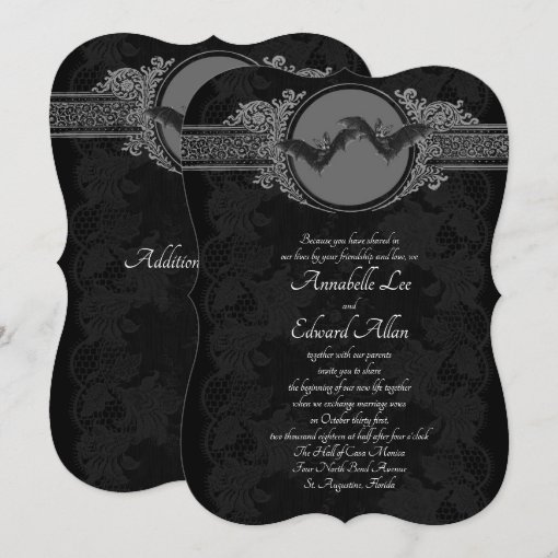 Ornate Gothic Elegant Bat Wedding Invitation | Zazzle