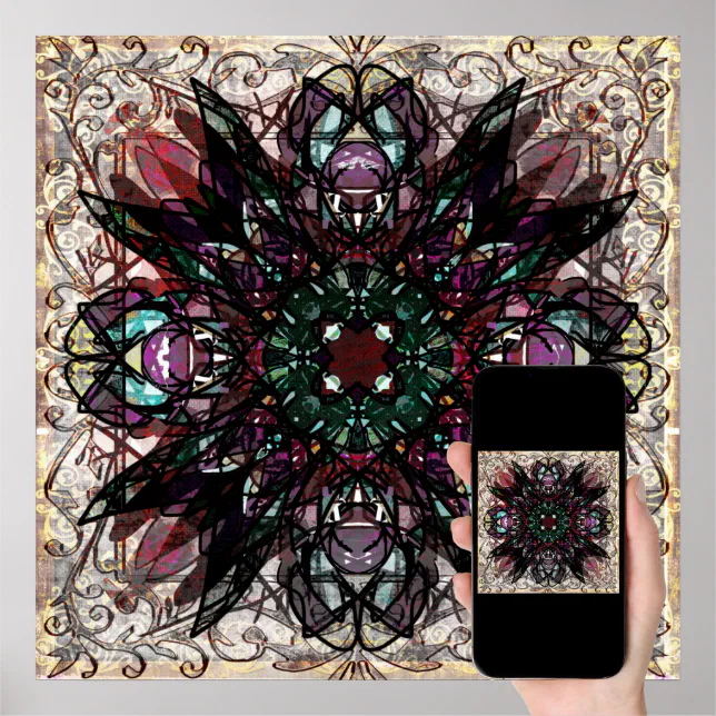 Ornate Gothic Mandala Magic Carpet Poster | Zazzle