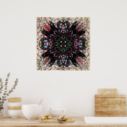 Ornate Gothic Mandala Magic Carpet Poster | Zazzle