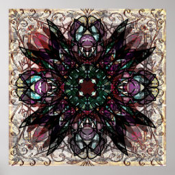 Ornate Gothic Mandala Magic Carpet Poster | Zazzle