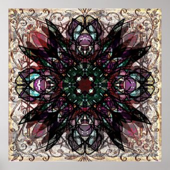 Ornate Gothic Mandala Magic Carpet Poster | Zazzle