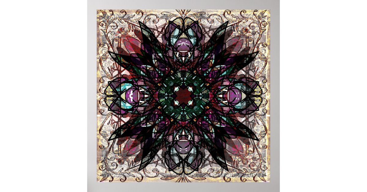 Ornate Gothic Mandala Magic Carpet Poster | Zazzle