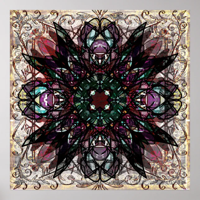 Ornate Gothic Mandala Magic Carpet Poster | Zazzle