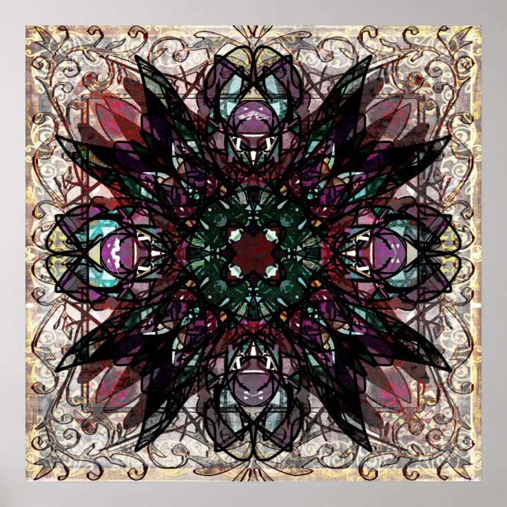Ornate Gothic Mandala Magic Carpet Poster | Zazzle
