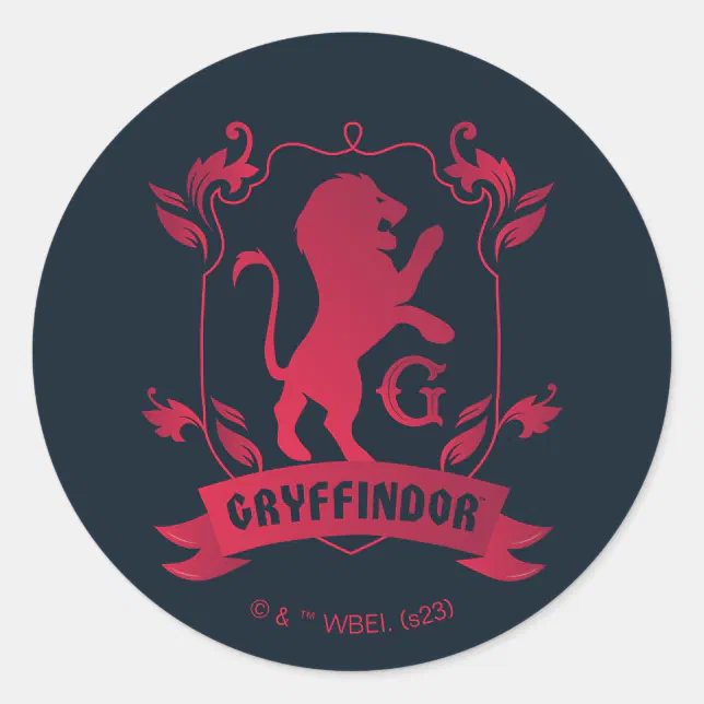 Ornate GRYFFINDOR™ House Crest Classic Round Sticker | Zazzle