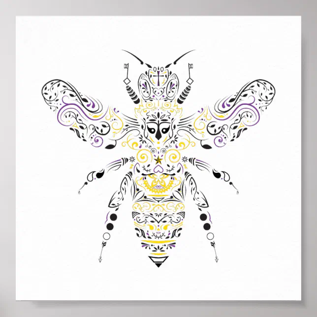 ornate honey bee poster | Zazzle