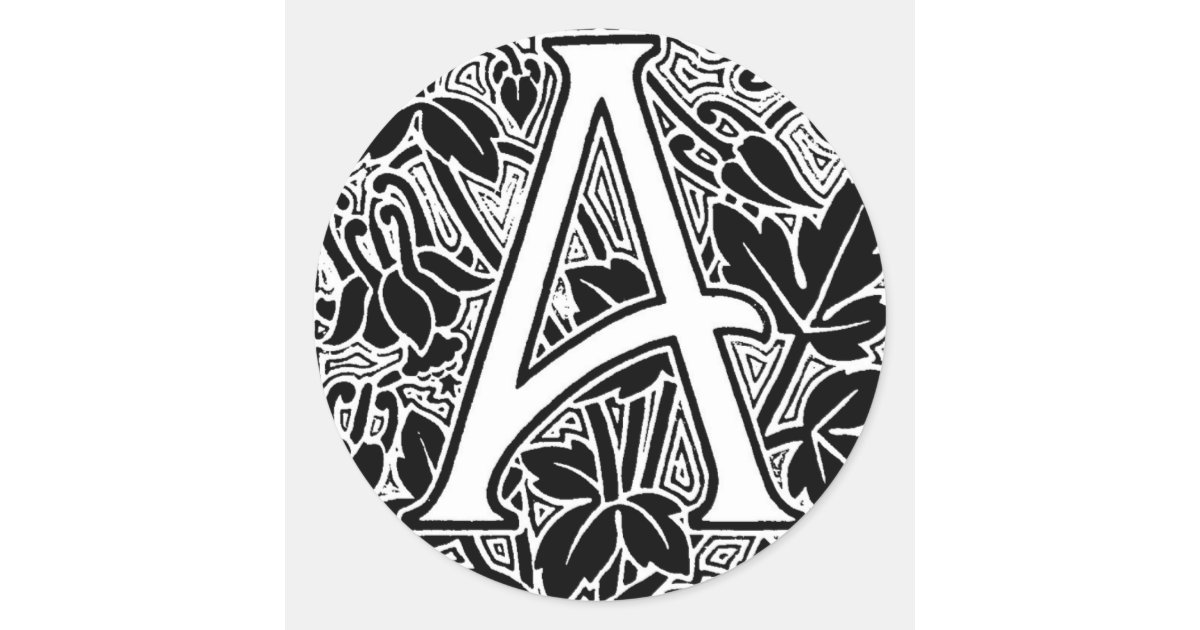 Ornate Letter "A" Classic Round Sticker | Zazzle