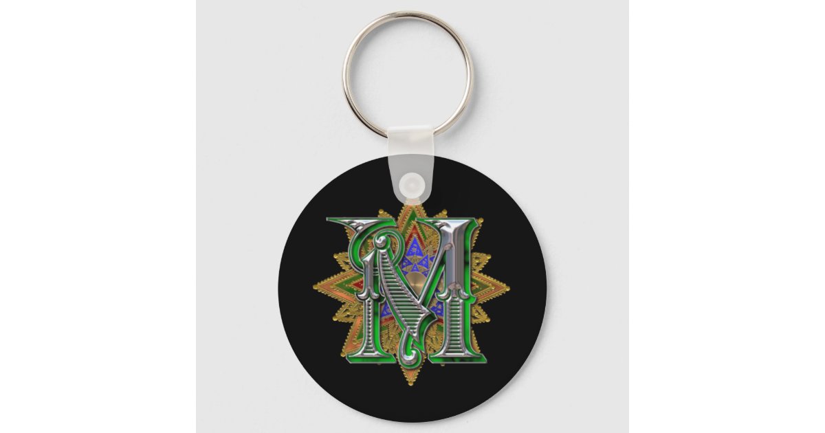 Ornate Letter M keychain | Zazzle