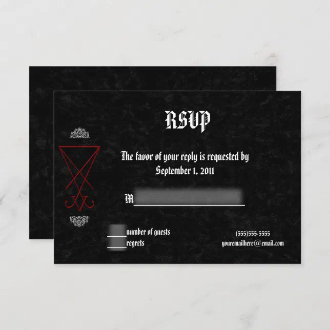 Ornate Luciferian Occult Goth Wedding RSVP Invitation | Zazzle