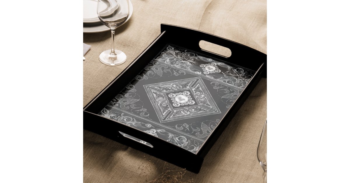 Ornate Opulence | Black and Silver Jewel Flourish Tissue Paper | Zazzle