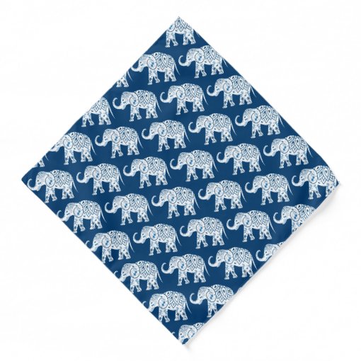 Ornate Patterned Blue Elephant Bandana | Zazzle