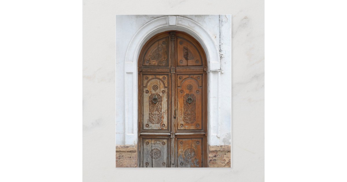 Ornate Rustic Wooden Door Postcard | Zazzle
