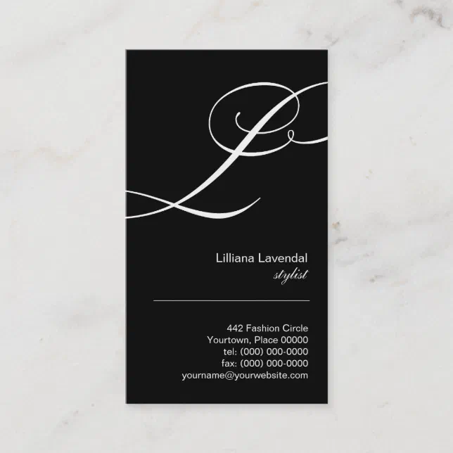 Ornate Script Monogram L Business Card | Zazzle