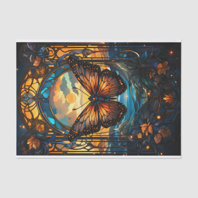 Ornate stained-glass style butterfly tissue paper | Zazzle