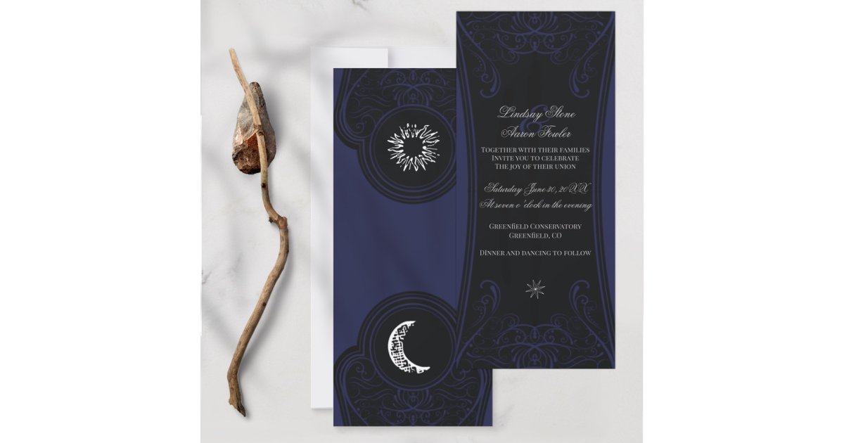 Ornate Sun and Moon Wedding Invitation | Zazzle