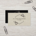 Ornate Vine and Leaf Emblem on Linen Business Card | Zazzle