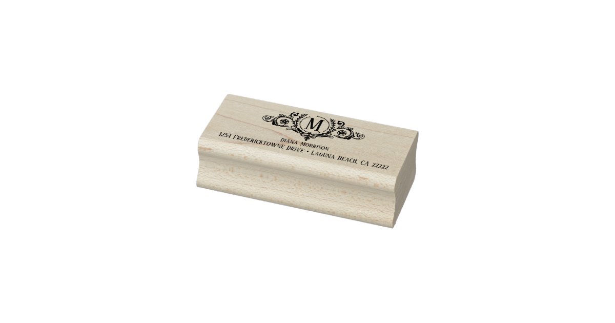 Ornate Vintage Antique Scrolls Return Address Rubber Stamp | Zazzle.com