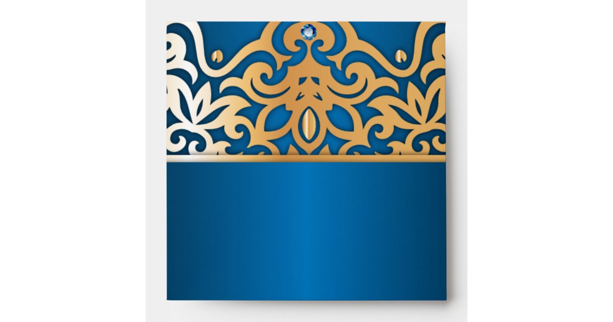 Ornate Vintage Baroque Gold And Blue Jeweled Envelope | Zazzle