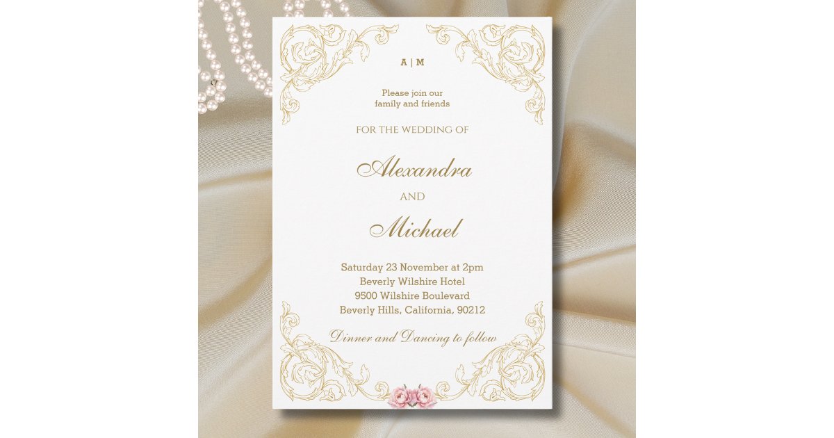 Ornate Vintage Baroque Wedding Invitation | Zazzle