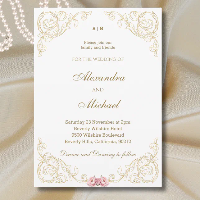 Ornate Vintage Baroque Wedding Invitation | Zazzle