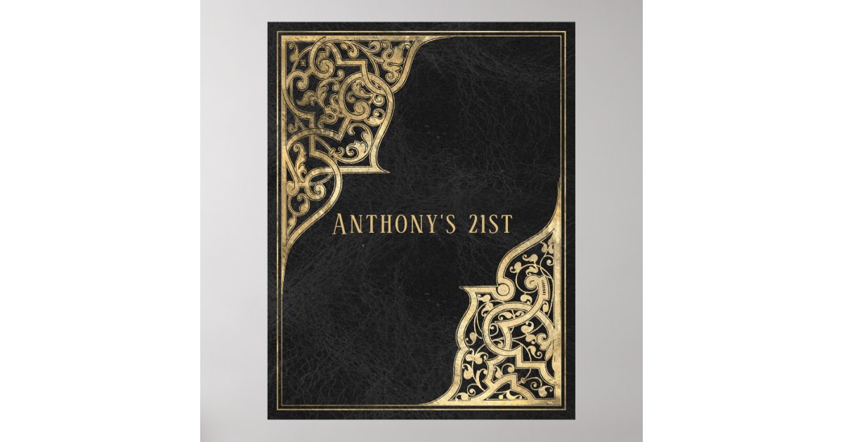 Ornate Vintage Black and Gold Poster | Zazzle
