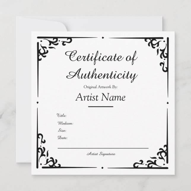 art certificate template editable